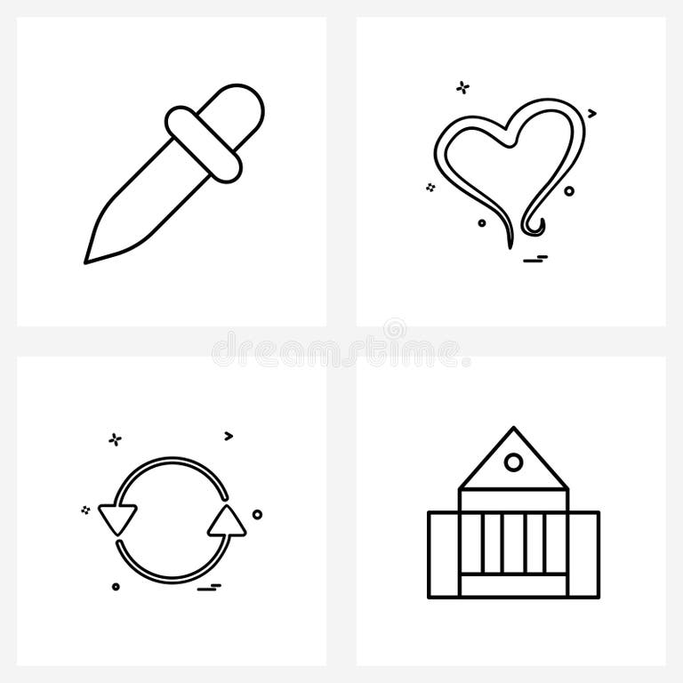 4 Interface Line Icon Set of Modern Symbols on Design; Reset; Tools ...