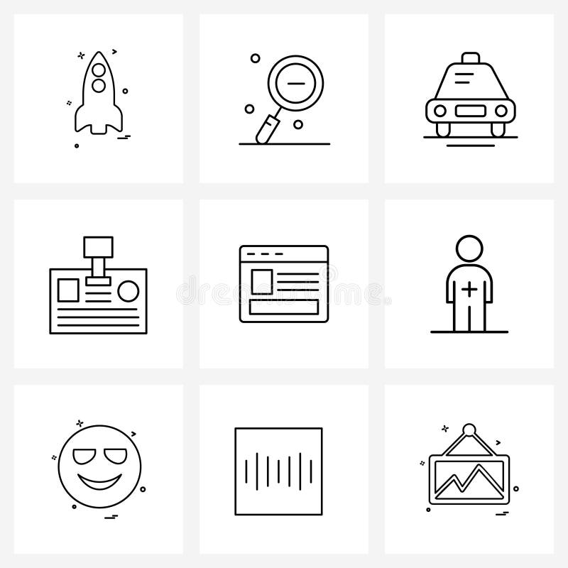 9 Interface Line Icon Set of Modern Symbols on Medical, Web Content ...