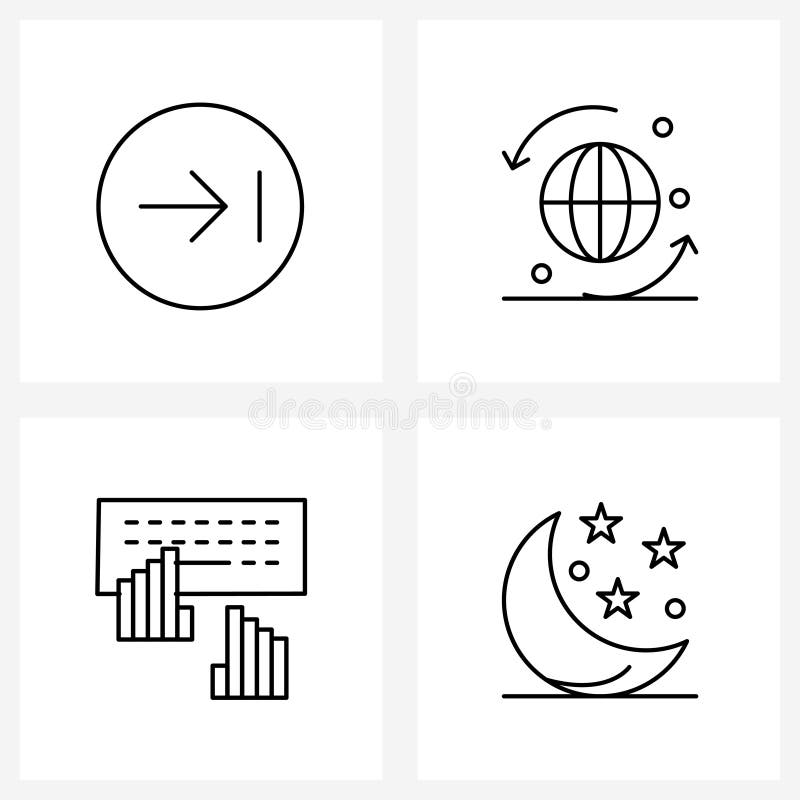 4 Interface Line Icon Set of Modern Symbols on Move, Keyboard Typing ...