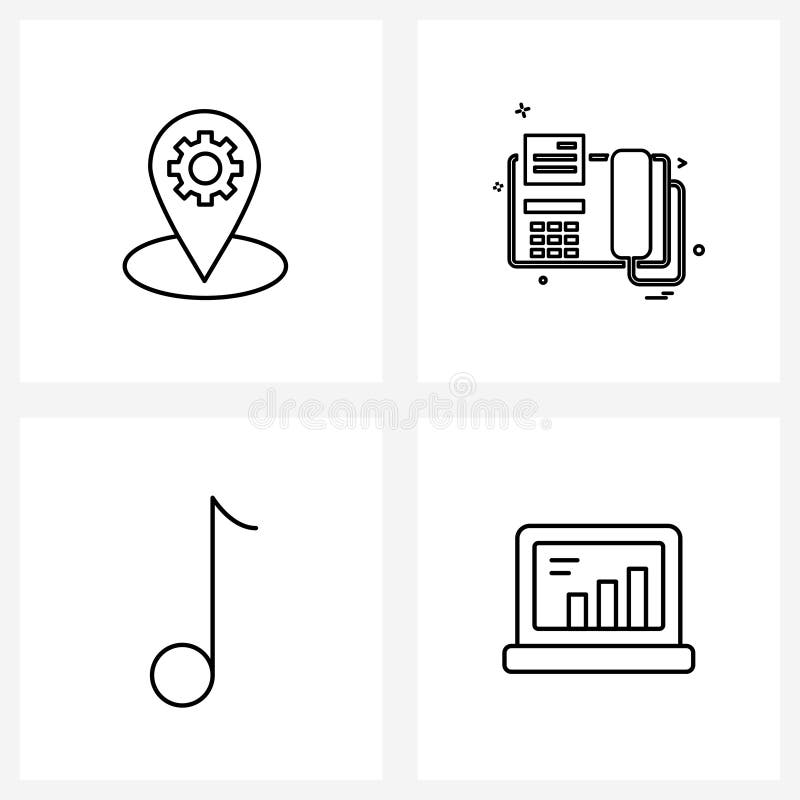 4 Interface Line Icon Set of Modern Symbols on Relocation Setting, Read ...