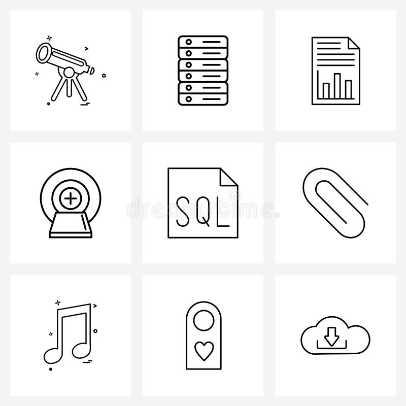 9 Interface Line Icon Set Of Modern Symbols On Sql File Business