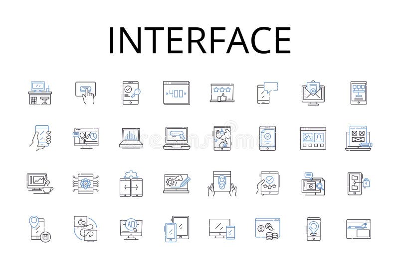 Interface Line Icons Collection. Connection Point, Interaction Area ...