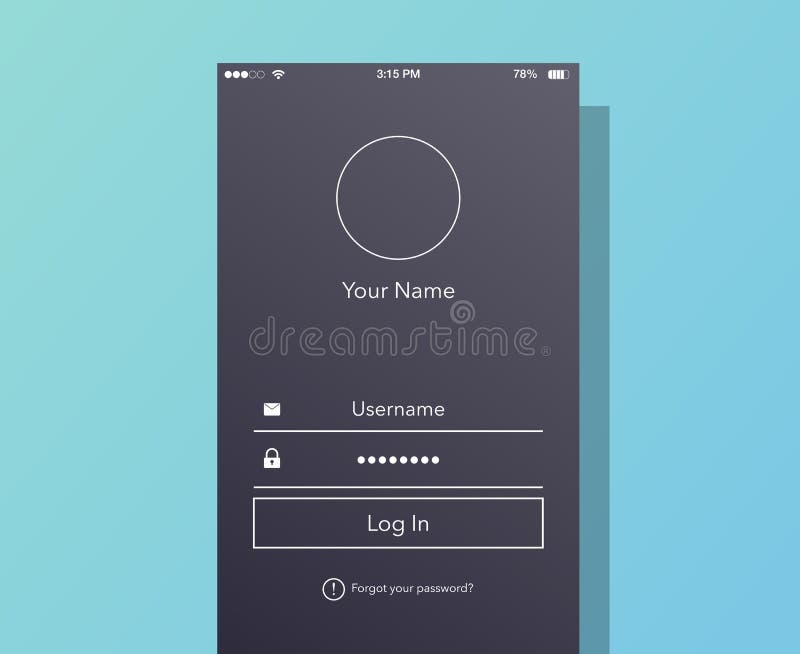 Interface Login on Phone Screen. Stock Illustration - Illustration of ...