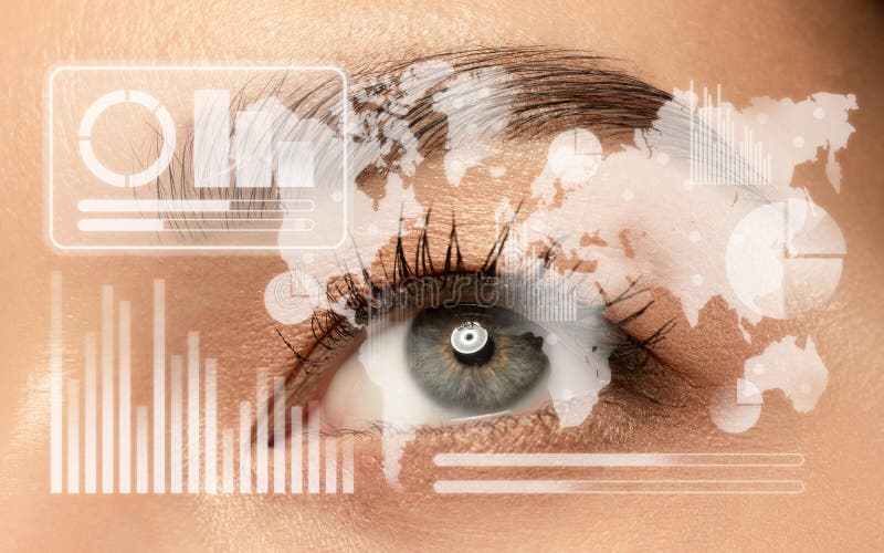 Interface Modern Technology and Digital Layer Effect in Front of Close ...