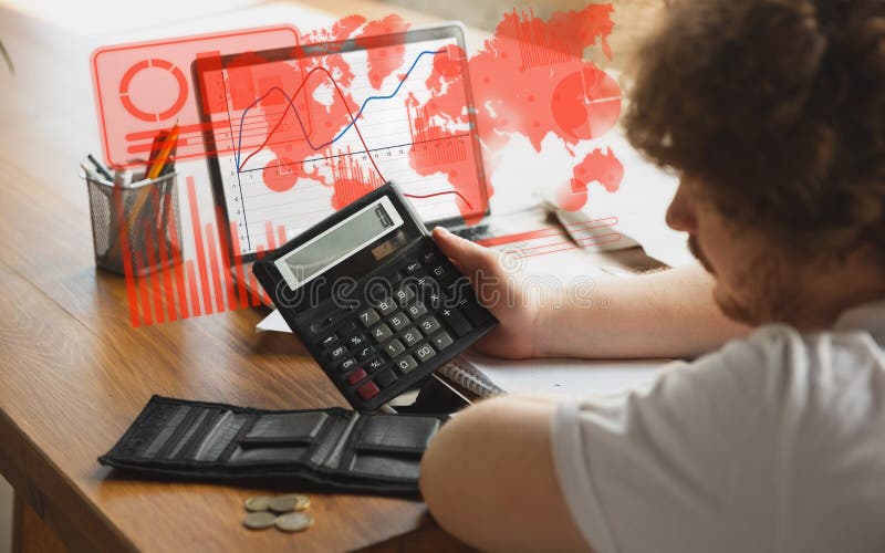 Interface Modern Technology and Digital Layer Effect. Man Counting ...