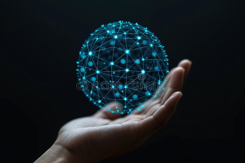 Interface Networks Connect Sphere on Hand. Stock Photo - Image of earth ...