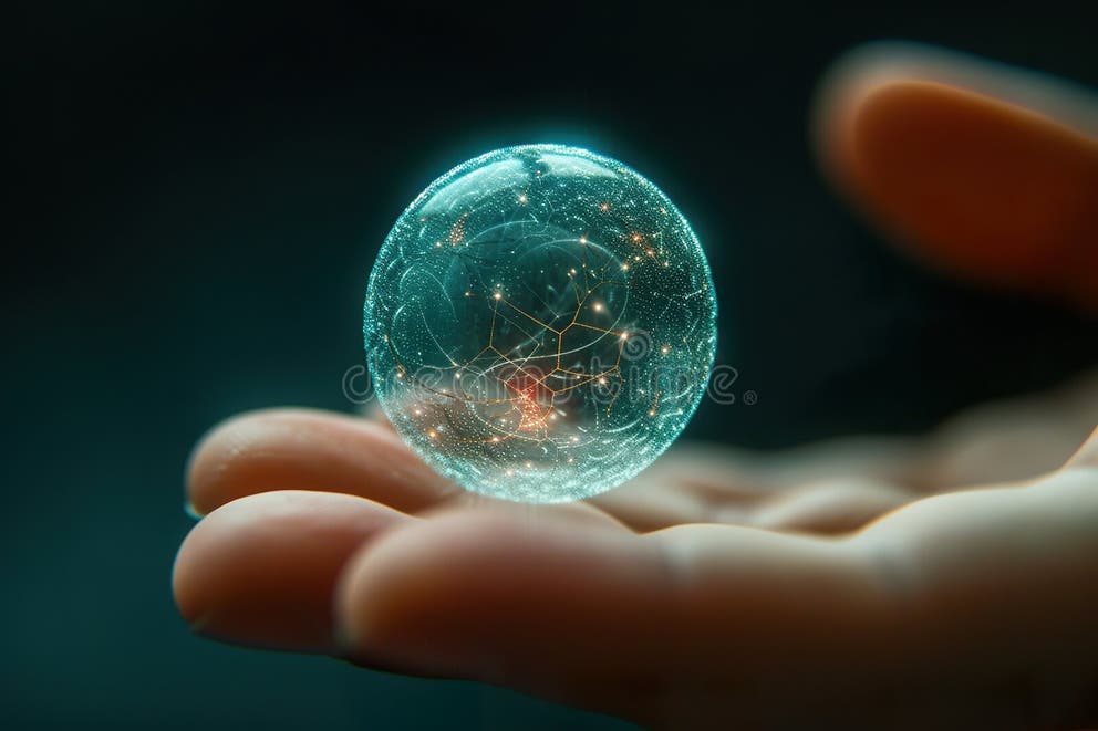 Interface Networks Connect Sphere on Hand. Stock Photo - Image of networking, businessman: 305547904