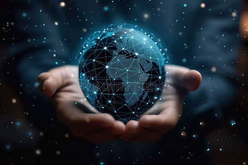 Interface Networks Connect Sphere on Hand. Stock Illustration ...