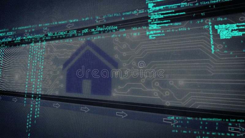 Interface Opening on Dark Circuitry, Green Code Streaming Over House ...