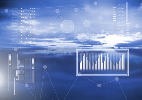 Interface Overlay of Connection Statistics Graphics with Cloudy Sky ...