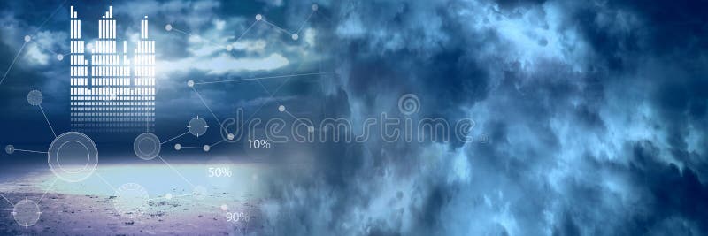 Interface Overlay of Connection Statistics Graphics with Cloudy Sky ...