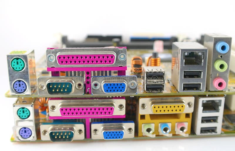 Back Panel Connectors of the Computer Motherboard Stock Photo - Image ...