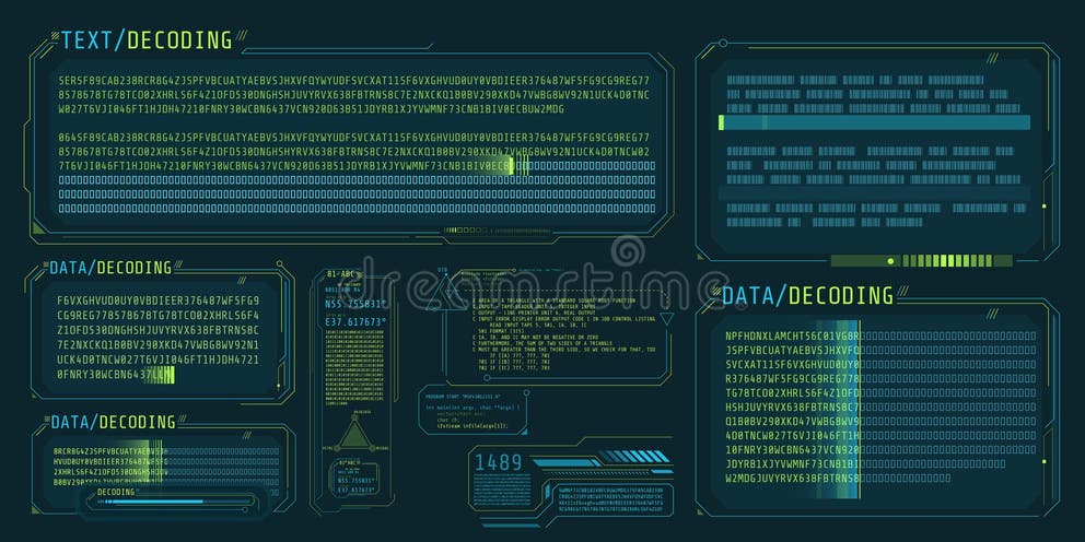 HUD Interface Elements for Decoding Data Screen. Stock Vector ...