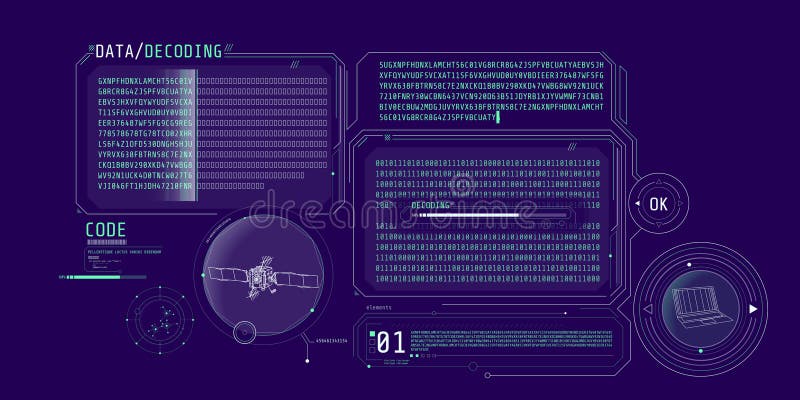 Futuristic Interface of Satellite Data Decoding Program. Stock Vector ...