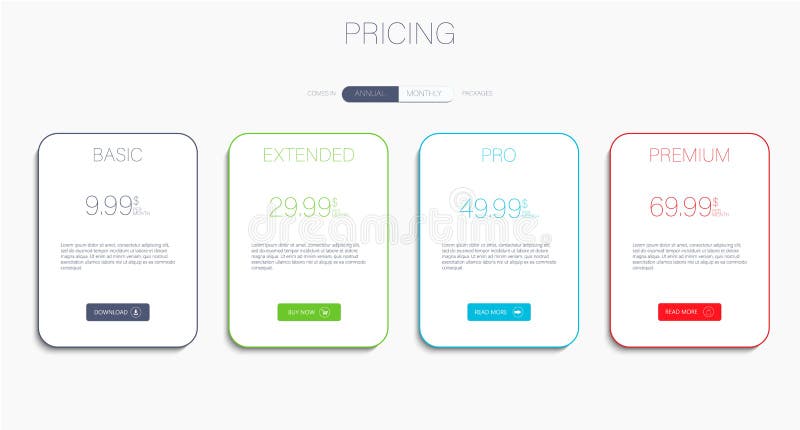 Price List, Hosting Plans and Web Boxes Banners Design. Three Tariffs ...
