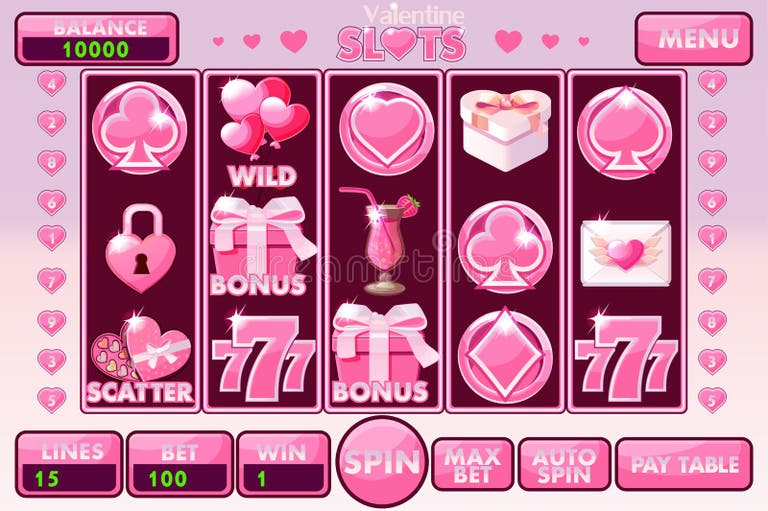 Interface Slot Machine Style St. Valentine Stock Vector - Illustration ...