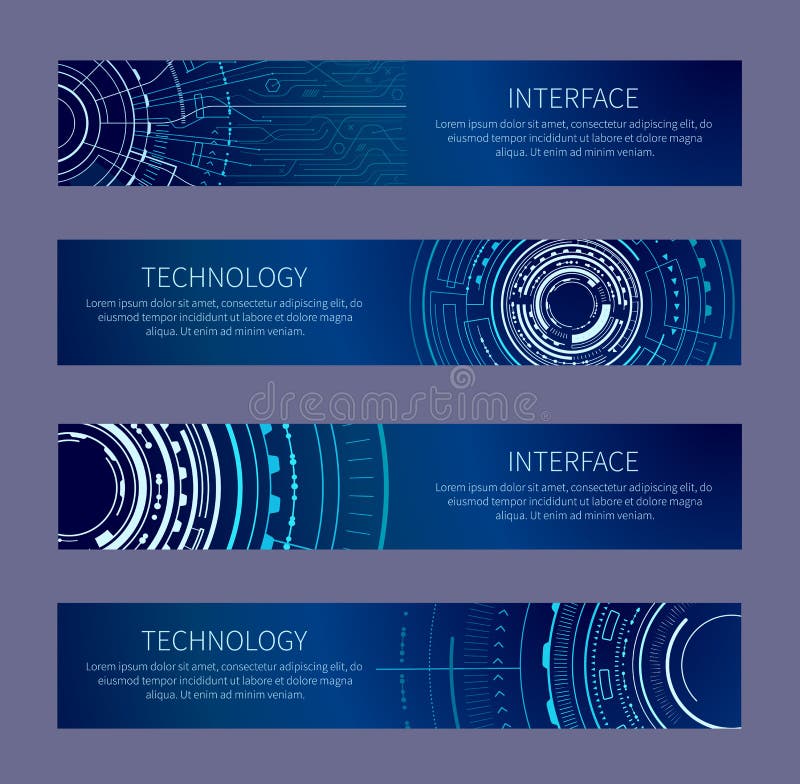 Interface and Technology Set Vector Illustration Stock Vector ...