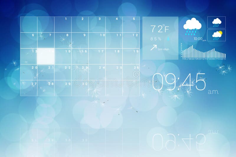 Interface with Time Weather and Calender Stock Illustration ...