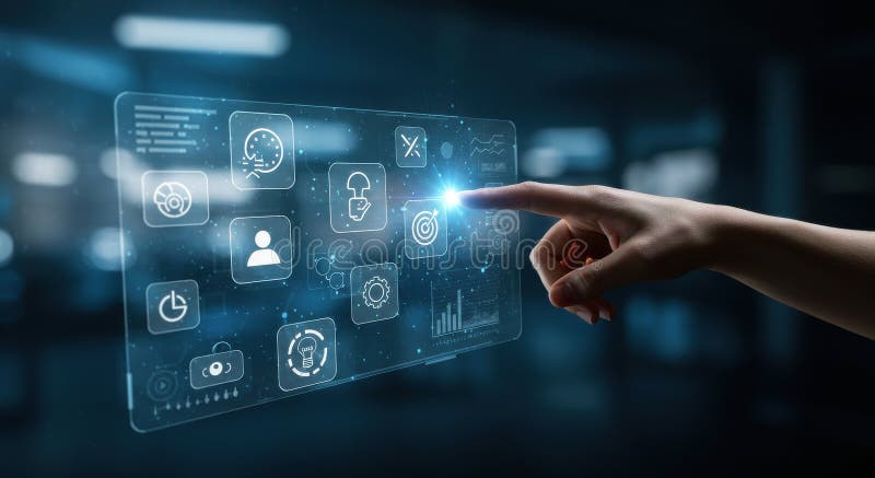 Interface touchscreen use stock illustration. Illustration of ...