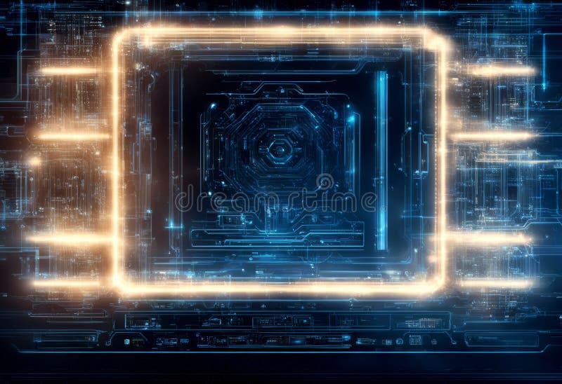 Interface Transparent Glow Blue Futuristic Circuit Background Frame ...