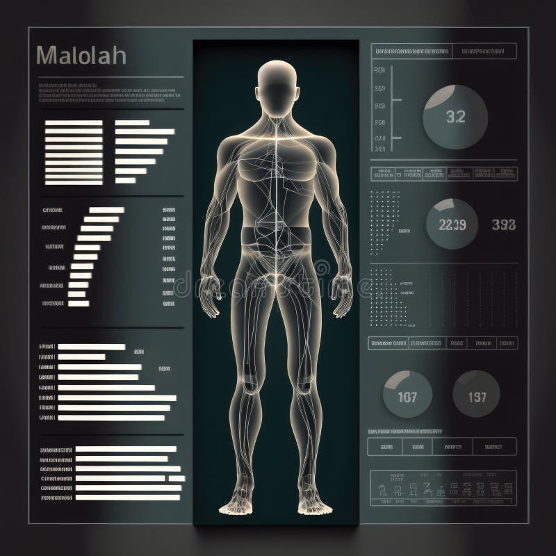 Interface UI Human Body 3D Data Elaboration with Dark Color Palette ...