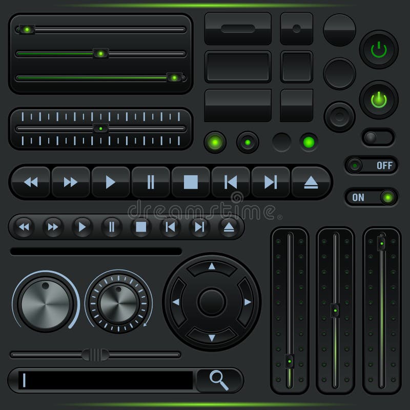 Set of Gray Ui Web Elements Stock Vector - Illustration of element ...