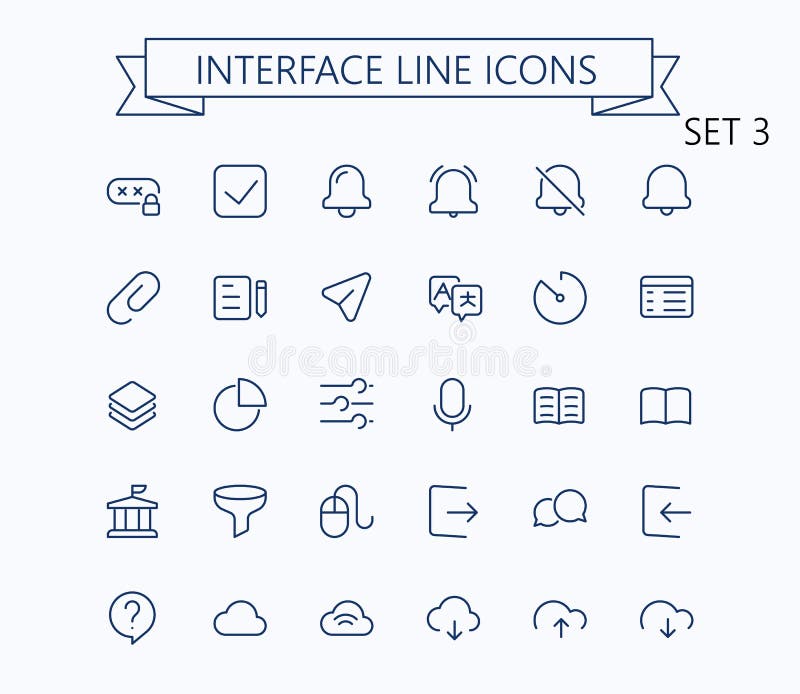 Interface Vector Outline Mini Line Icons Set. 24x24 Px. Pixel Perfect ...