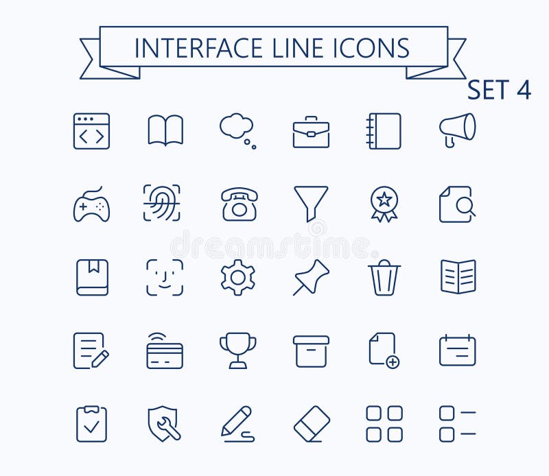 Interface Vector Outline Mini Line Icons Set. 24x24 Px. Pixel Perfect ...