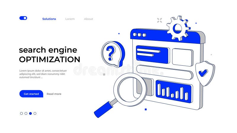 Interface Web Page with Magnifier and Gear. Stock Vector - Illustration ...