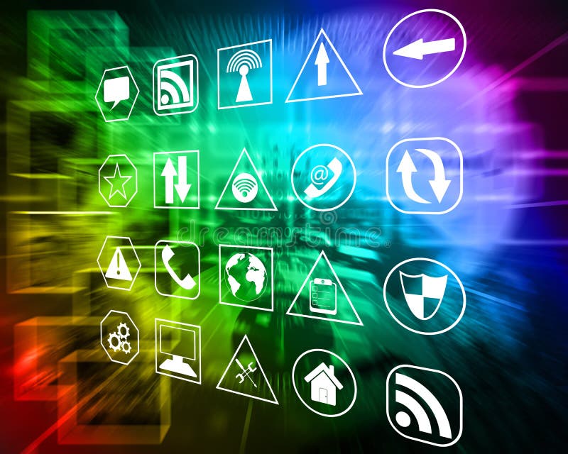 Interfaz de los iconos stock de ilustración. Ilustración de multimedias ...