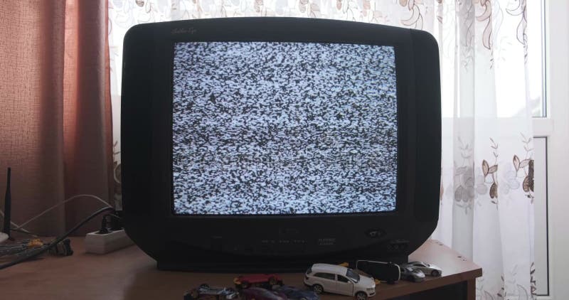 Interference White Noise on an Old CRT TV Stock Video - Video of signal ...
