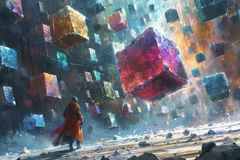 Intergalactic Cube Battle stock illustration. Illustration of warfare ...