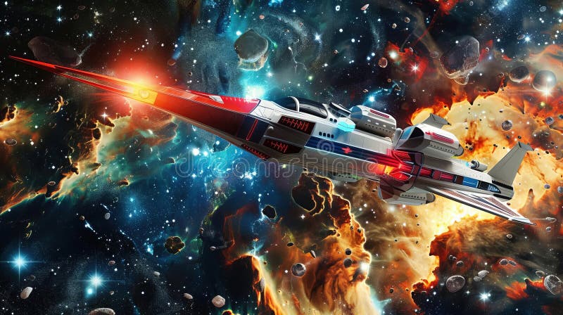 16 Intergalactic 3D Cartoon Spaceship Navigating through an Exploding ...