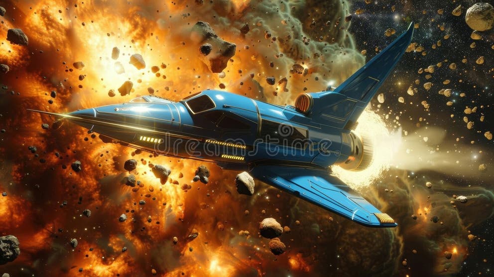 16 Intergalactic 3D Cartoon Spaceship Navigating through an Exploding ...