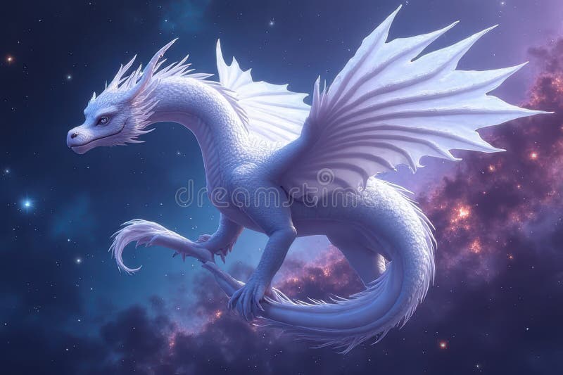Intergalactic Dragon Soaring through the Cosmos Stock Illustration ...