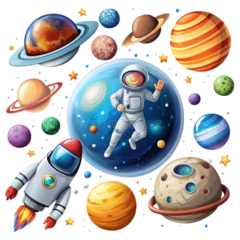 Intergalactic Exploration Isolated on White Stock Illustration ...