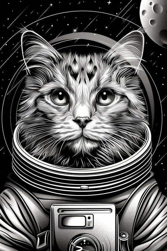 Intergalactic Feline Astronaut on Space Exploration Mission Stock Photo ...
