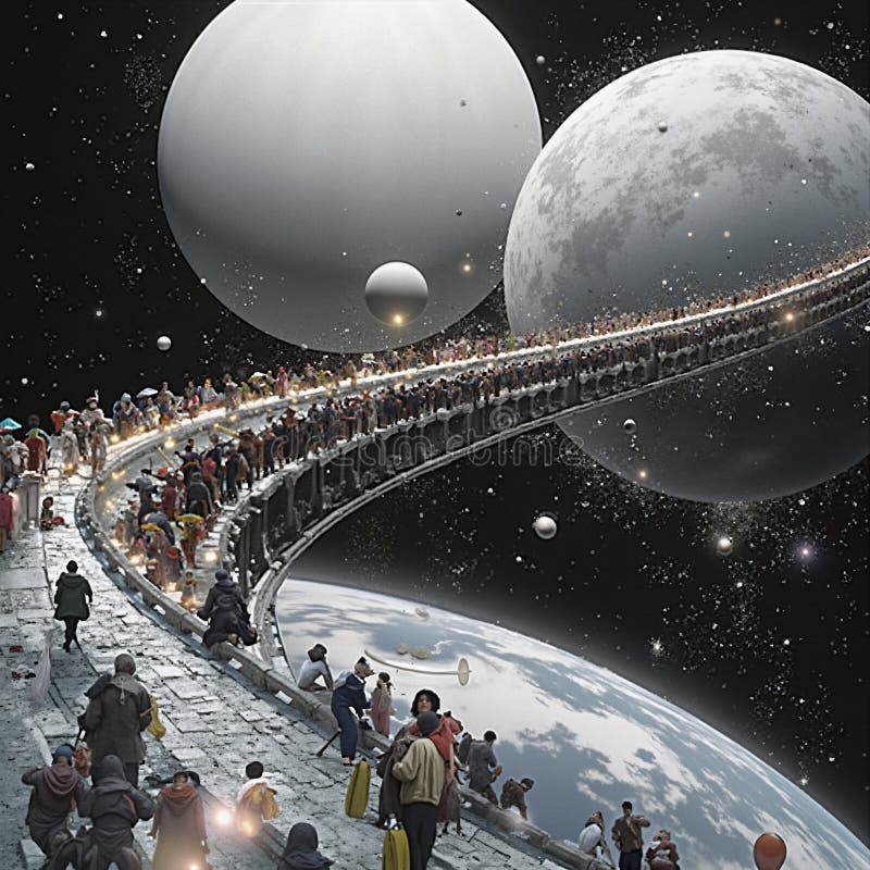 Intergalactic Migration on Cosmic Bridge Stock Photo - Image of ...