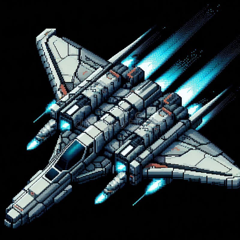 Intergalactic Pixel Battleship Stock Illustration - Illustration of ...