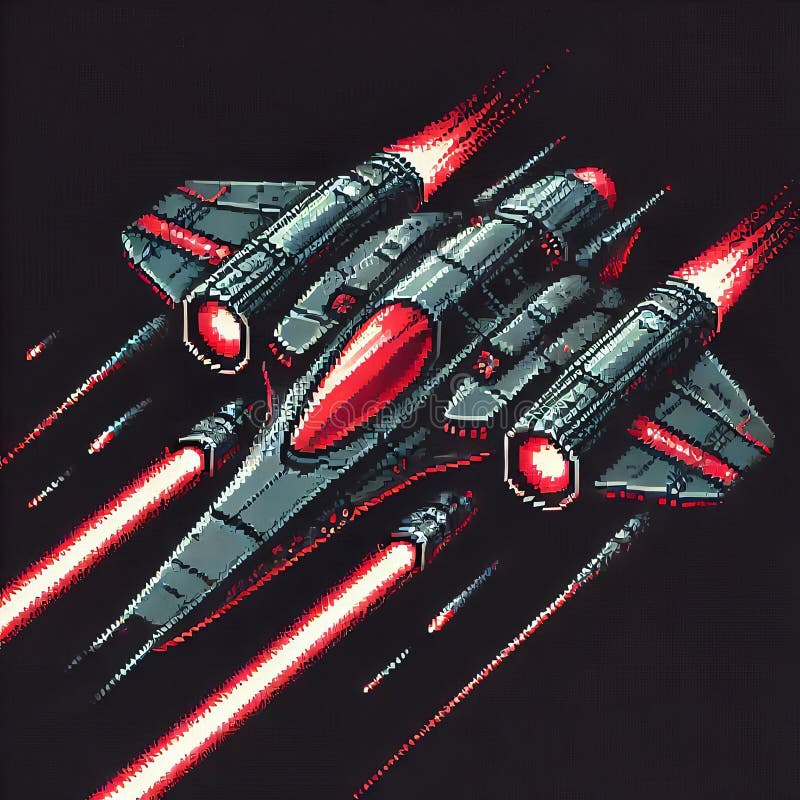 Intergalactic Pixel Fighter Stock Illustration - Illustration of scifi ...
