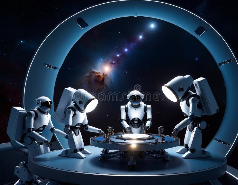 Intergalactic Robot Council Stock Illustration - Illustration of negotiations, conference: 318459894