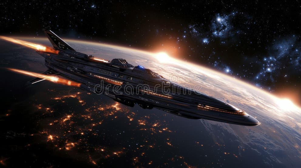 Intergalactic Spaceship Launch Space Orbit Digital Art Cosmic ...