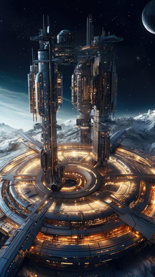 Intergalactic station stock illustration. Illustration of base - 302929902