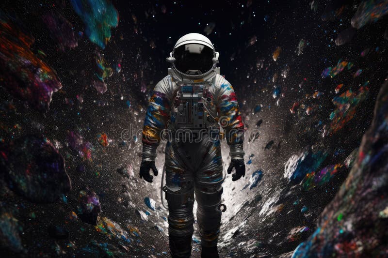 Intergalactic Traveler Exploring the Endless Blackness of Outer Space ...