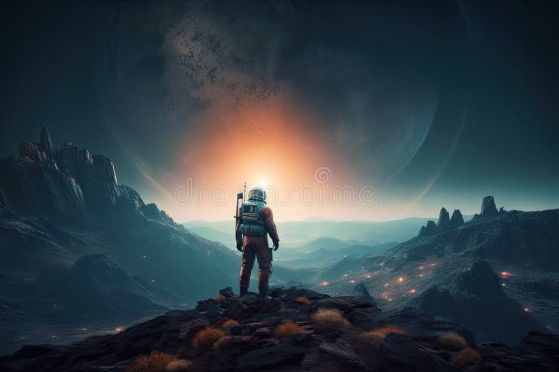 Intergalactic Traveler Exploring The Vast And Mysterious Expanse Of