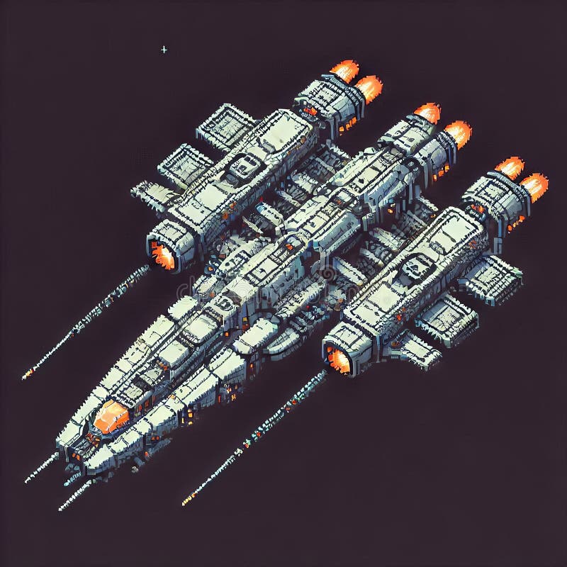 Intergalactic Warship Pixel Art Stock Illustration - Illustration of ...