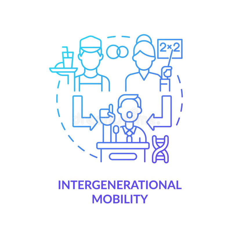 Intergenerational Mobility Blue Gradient Concept Icon Stock Vector ...