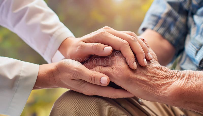 Intergenerational Support: Young Hands Comforting Elderly Hands Stock ...