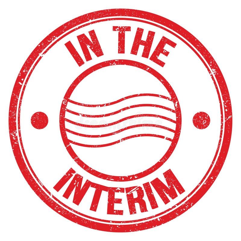 In the INTERIM Text on Red Round Postal Stamp Sign Stock Illustration ...