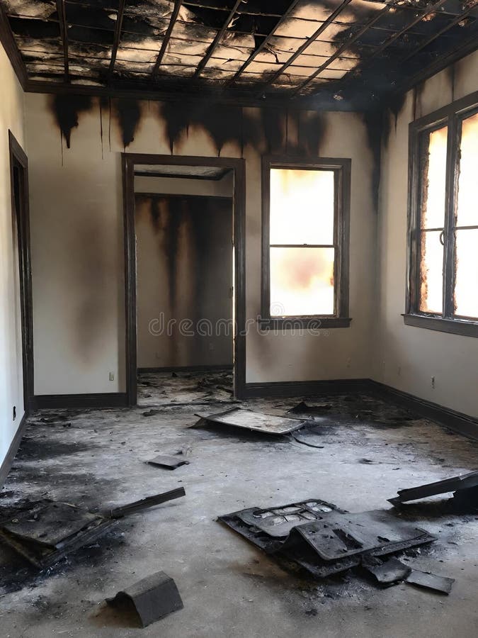 Interior of a Abandoned Building after Burning Stock Illustration ...